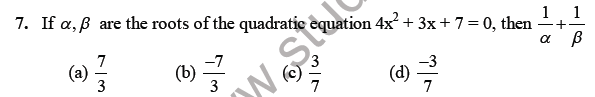 CBSE Class 10 Mathematics Quadratic Equations MCQs Set A with Answers